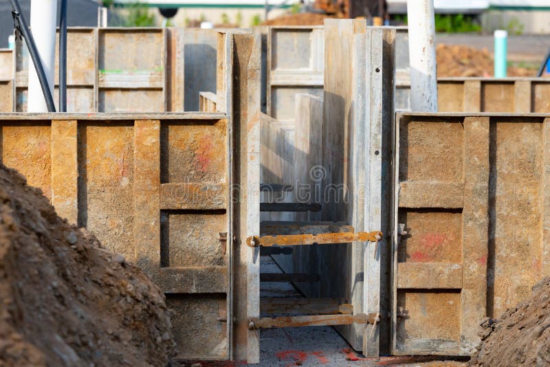 Iron Formwork for Pouring the Foundation Stock Photo - Image of ...