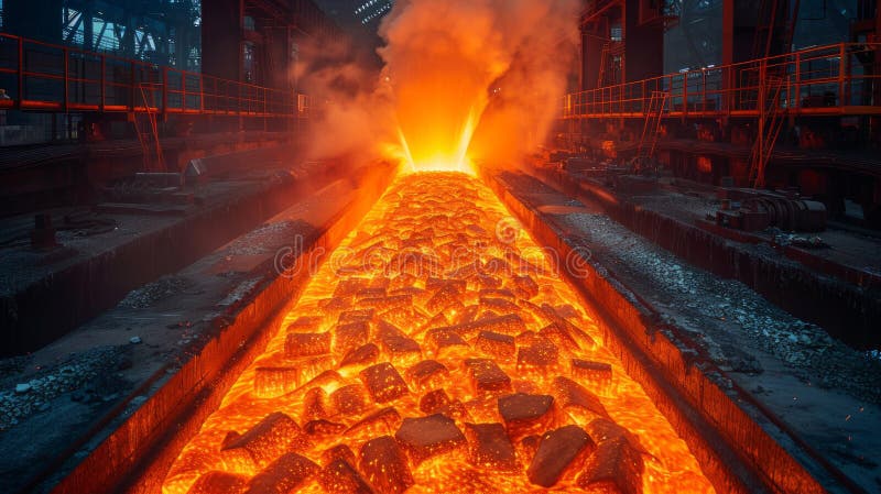 Iron Foundry. Continuous Casting Machine. Production of Steel Billets ...