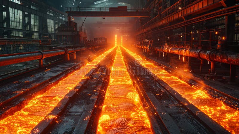 Iron Foundry. Continuous Casting Machine. Production of Steel Billets ...