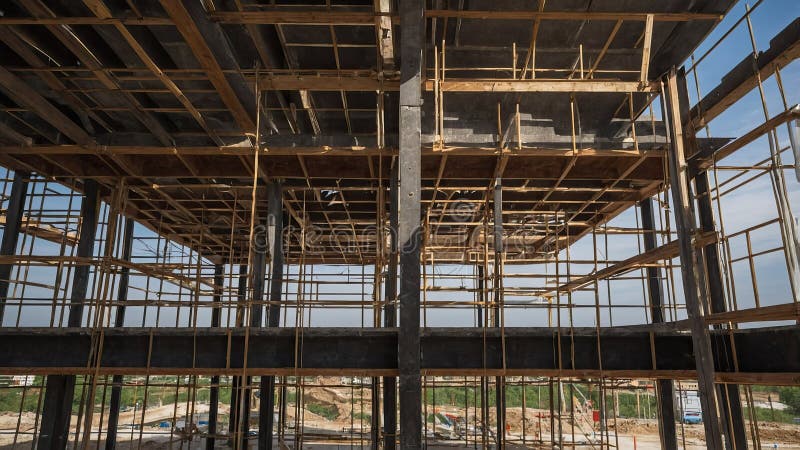 Iron Frame Used To Support Concrete Casting in Building Construction ...