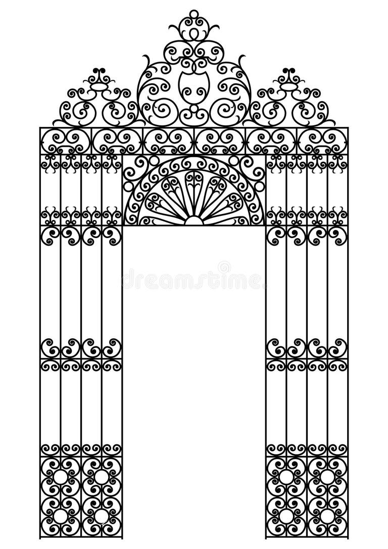 Vintage Wrought Iron Gate Stock Illustrations – 3,087 Vintage Wrought ...