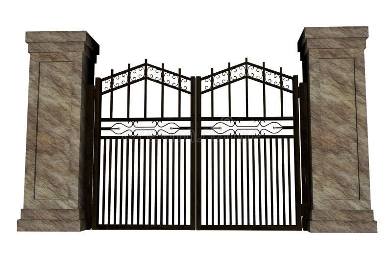 Open iron gate stock illustration. Illustration of wrought - 62046667