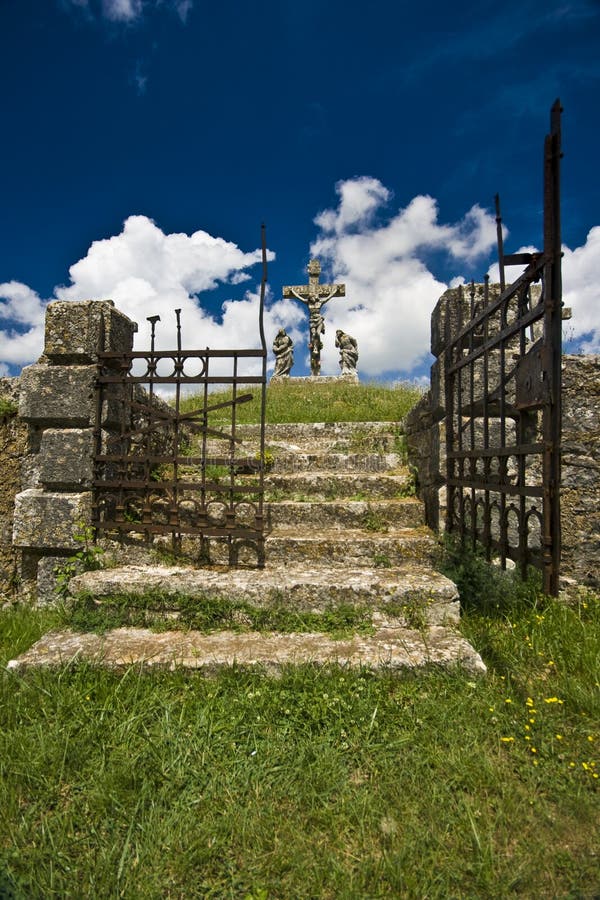 The Iron Gate of the Entrance of Calvary in Zminj Stock Photo - Image ...