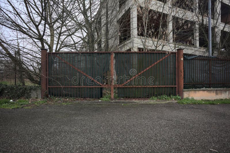 Iron gate and fence stock image. Image of entrance, empty - 364565971