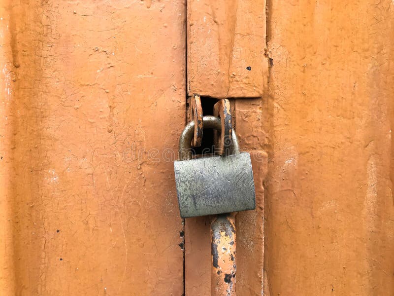 Iron gate lock. stock image. Image of lock, guard, security - 166697485