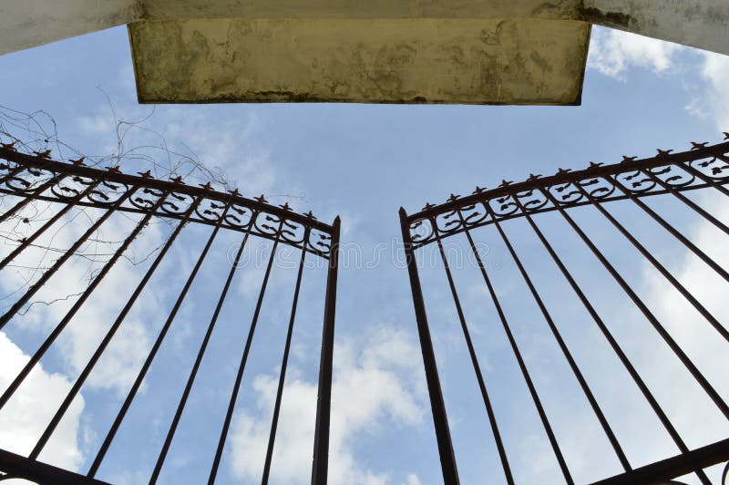 Iron Gate Lower Angle with Blue Sky View Stock Image - Image of blue ...