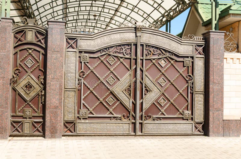 Iron gate with wicket stock photo. Image of outdoors - 258495700