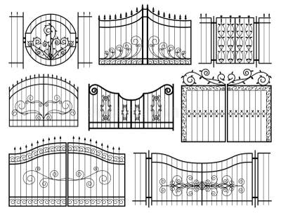 Iron Gates Icons stock vector. Illustration of flourishes - 49120720