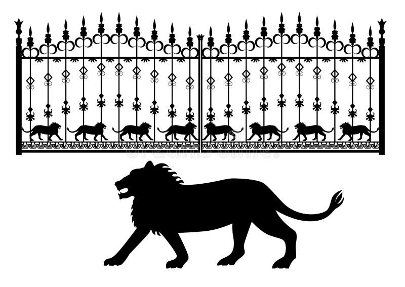 Set Of Silhouettes Of Iron Fences Stock Image - Illustration of ...