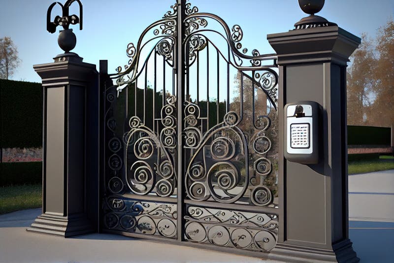 Iron Gates with Security Camera and Intercom System, Protecting the ...