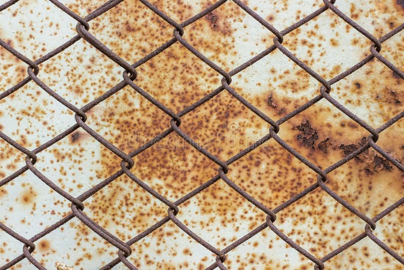 Iron Grid on a Background of a White Rusty Metal Surface. Stock Image ...