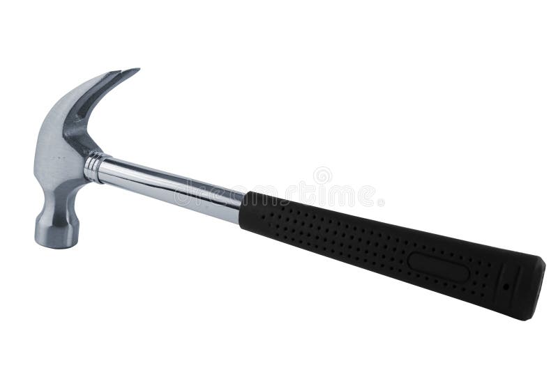 Iron Hammer and Grey Spirit Level Isolated on White Stock Image - Image ...