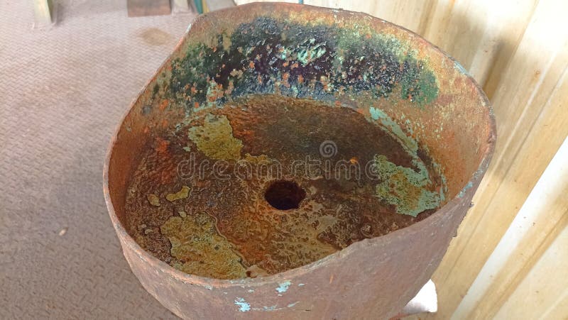 Iron Hand Washing Station with Hole in the Middle Stock Image - Image ...