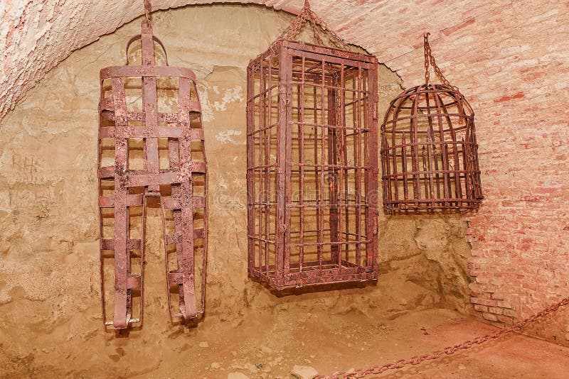 Iron Hanging Medieval Torture Cages. Medieval Torture Editorial Image ...