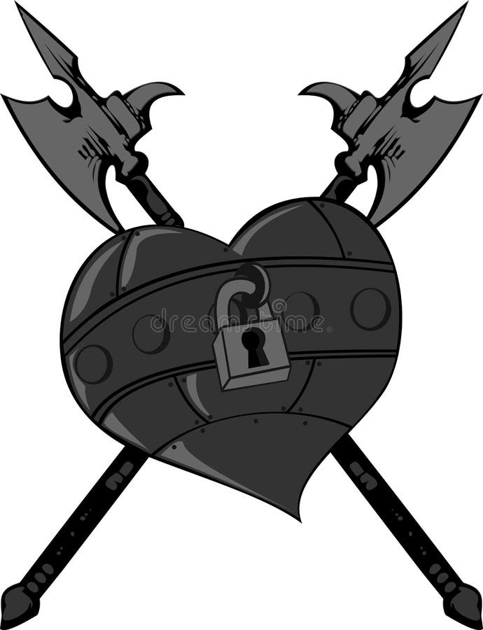 Iron Heart and Two Halberds Sign Stock Vector - Illustration of design ...