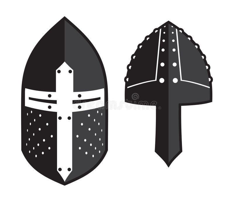 Iron Helmets of the Medieval Knight Vector Icon Stock Vector ...