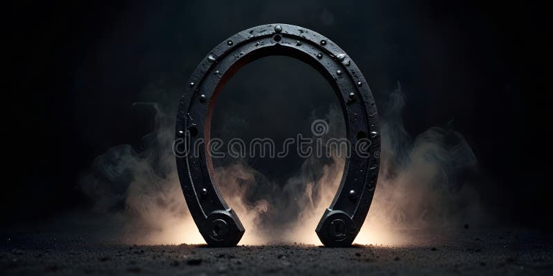 Horseshoe on a Black Background Stock Image - Image of clipping, green ...