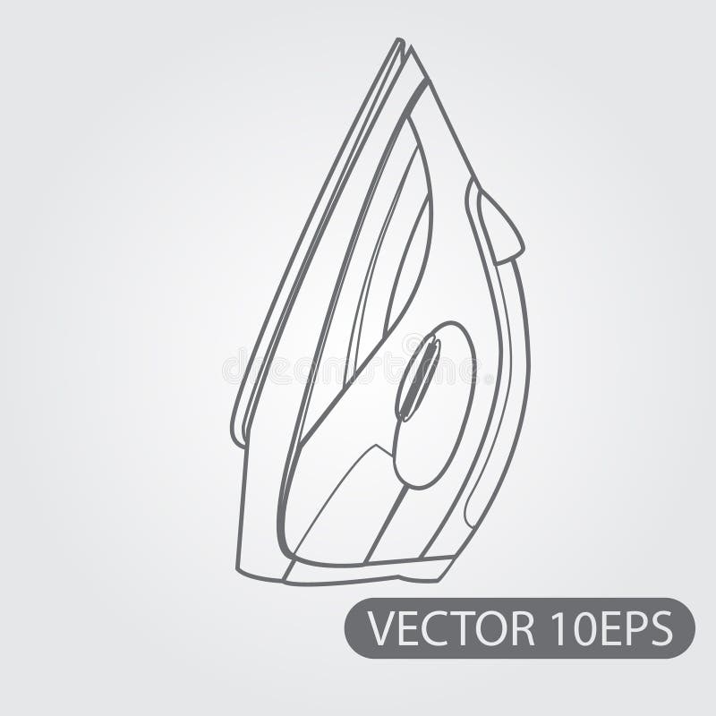 Iron Icon Black and White Outline Drawing Stock Illustration ...