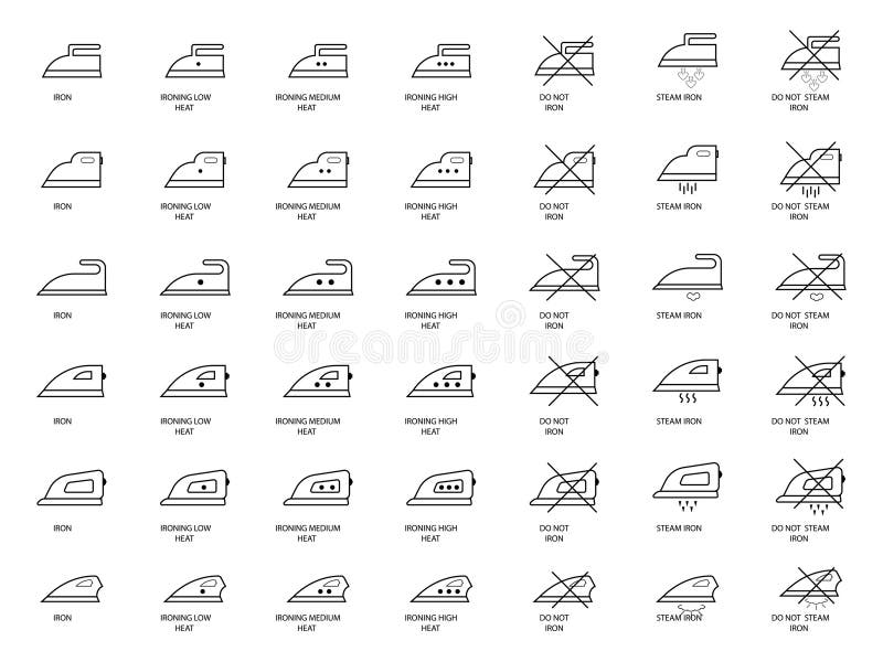 42 IRON Icon BUNDLE LAUNDRY CARE SYMBOLS Stock Vector - Illustration of ...