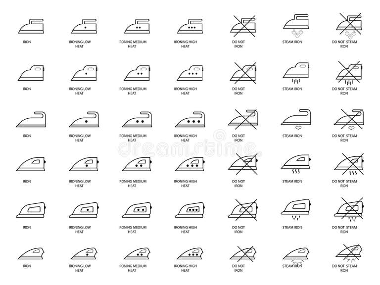 42 IRON Icon BUNDLE LAUNDRY CARE SYMBOLS Stock Vector - Illustration of ...