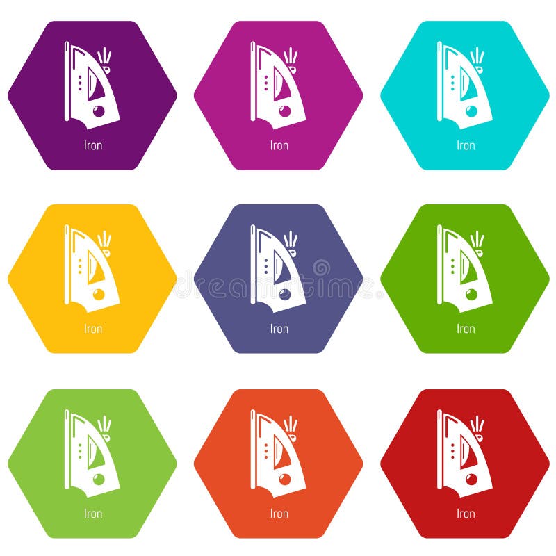 Iron icons set 9 vector stock vector. Illustration of isolated - 122100022