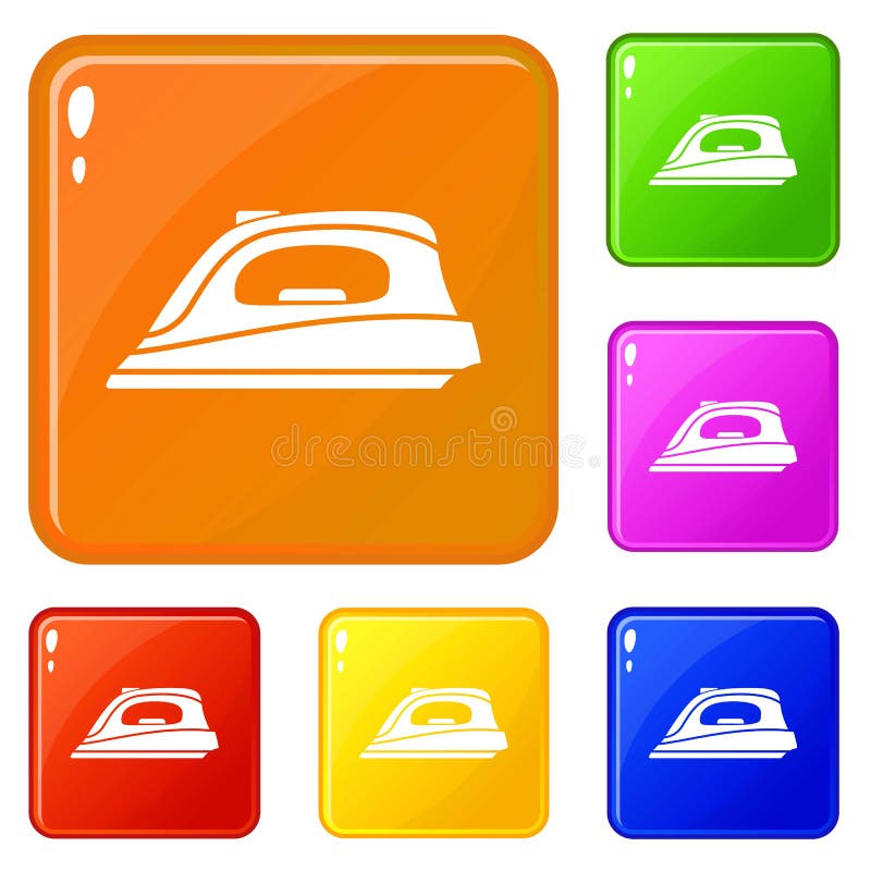 Iron Icons Set Vector Color Stock Vector - Illustration of iron, smooth ...