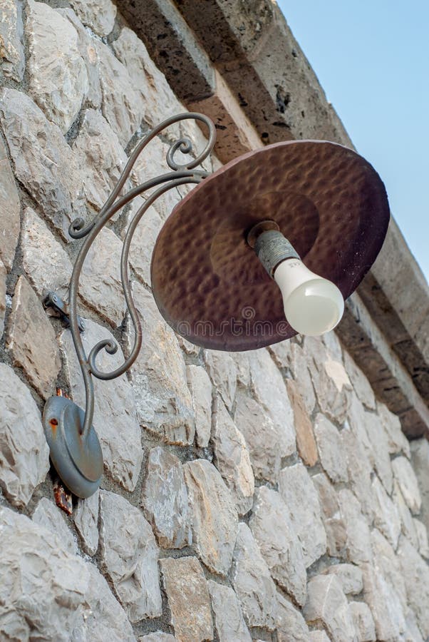 Iron Lamp Handmade, with Traces of Rust Stock Image - Image of ...