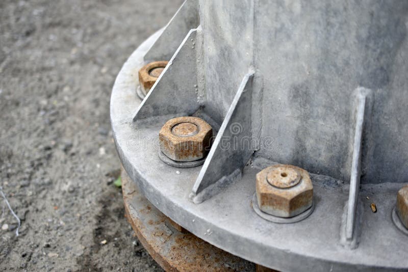 Iron Lighting Pole Support with Large Nuts Stock Image - Image of ...