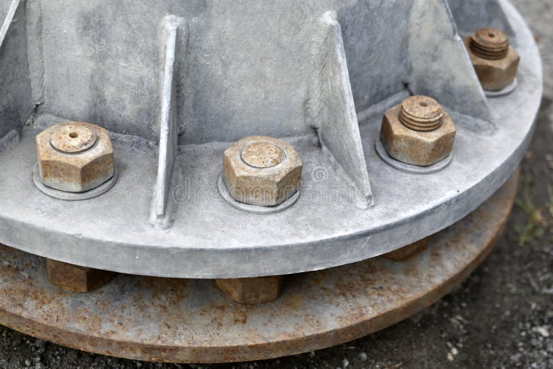 Iron Lighting Pole Support with Large Nuts Stock Photo - Image of build ...