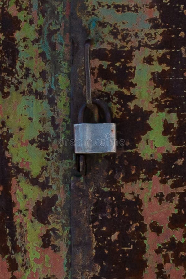 Iron Lock on the Garage Door Stock Image - Image of entrance, garage ...