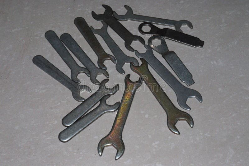 Iron Made Double End Spanner Set Stock Photo - Image of outline ...