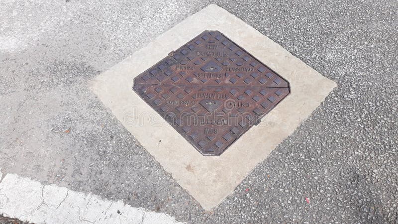 Iron Manhole Covers on the Street Stock Photo - Image of sign, manhole ...