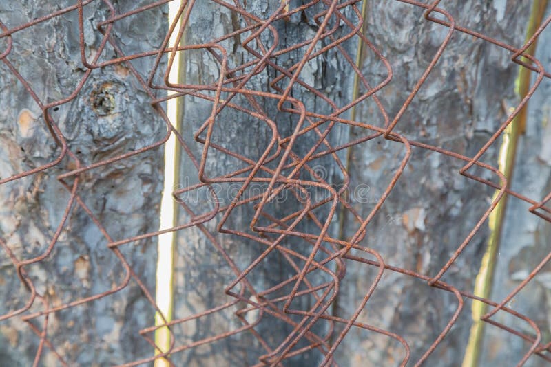 Iron Mesh for Fence with Rust and Paint. Stock Image - Image of link ...