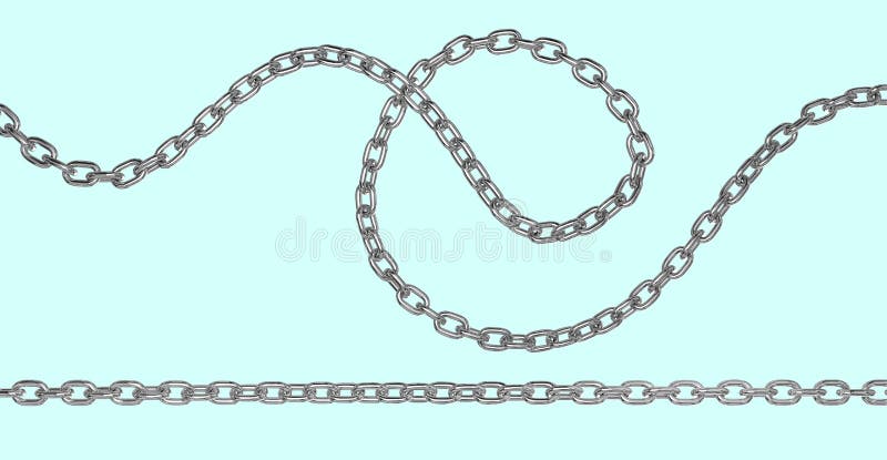 Iron Metal Curved and Straight Long Chain. 3D Rendering Isolated Image ...