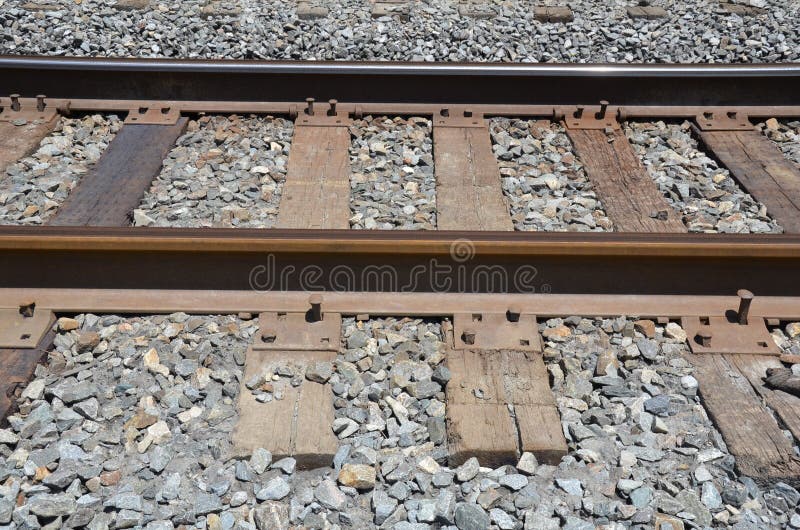 Iron Metal Railroad Train Tracks with Stones Stock Photo - Image of ...