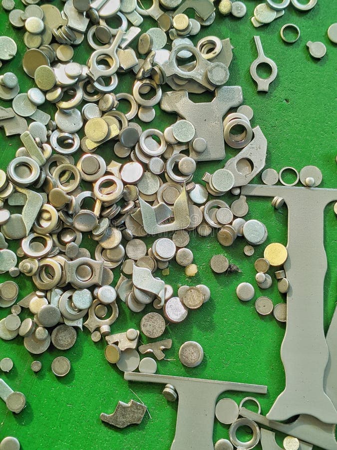 Iron and Metal Waste on Green Floor Stock Image - Image of iron, floor ...