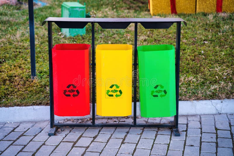 Iron Multi-colored Containers for Separate Waste Collection Stock Image ...