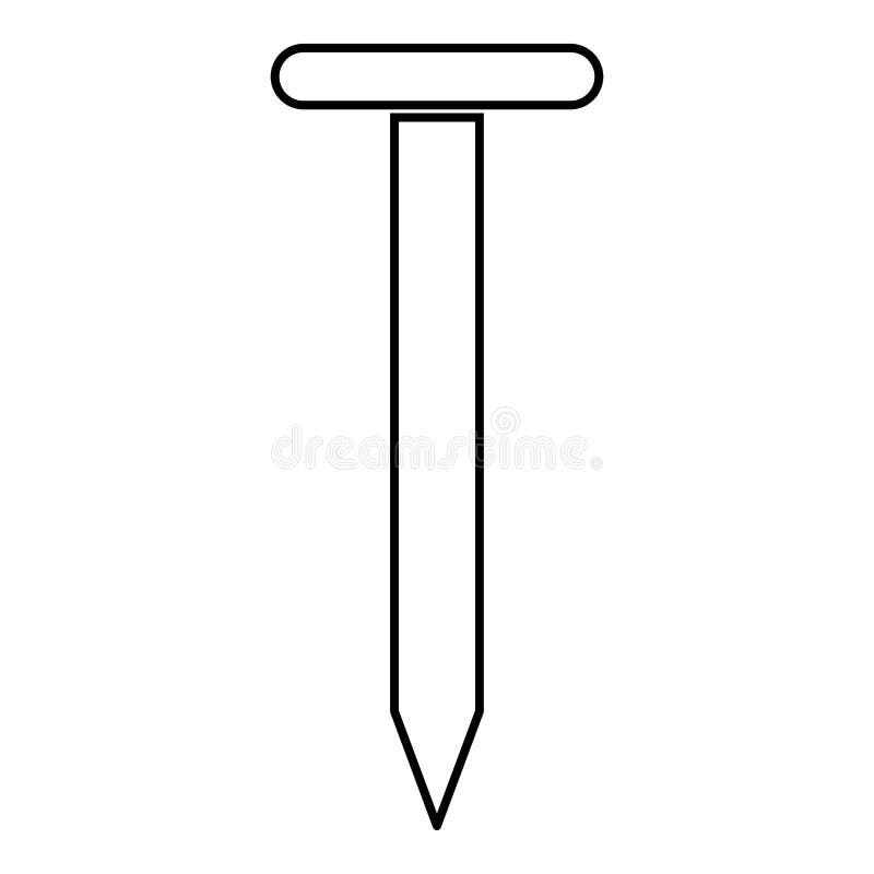 Iron Nail Icon Outline Black Color Vector Illustration Flat Style Image ...