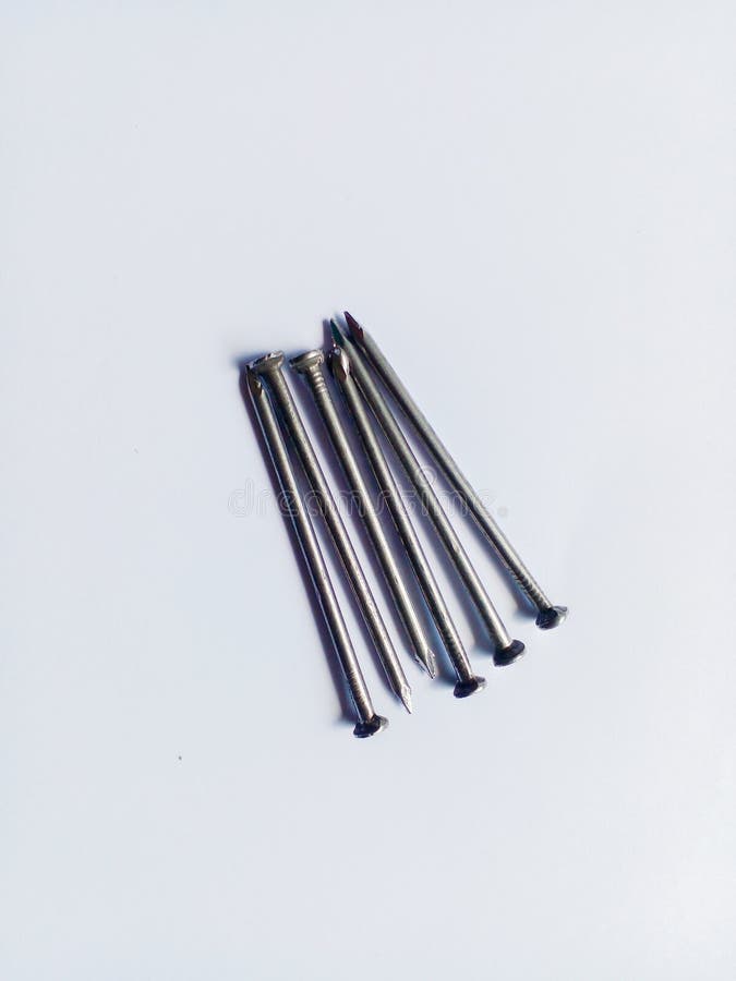 Iron Nails Isolated on White Background. Nails for Construction Stock ...