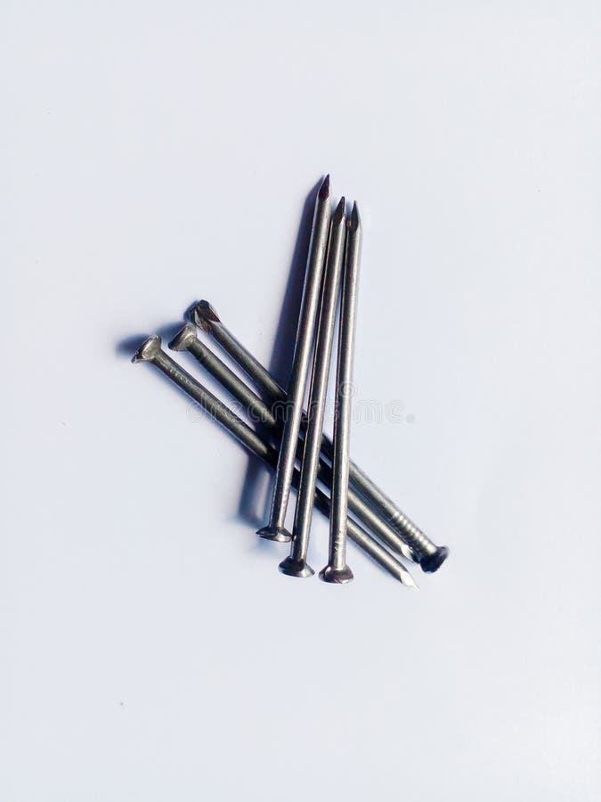 Iron Nails Isolated on White Background. Nails for Construction Stock ...