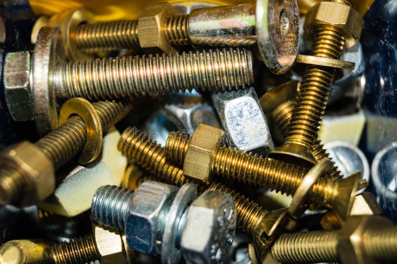 Iron nuts nails and screws stock image. Image of element - 131664001