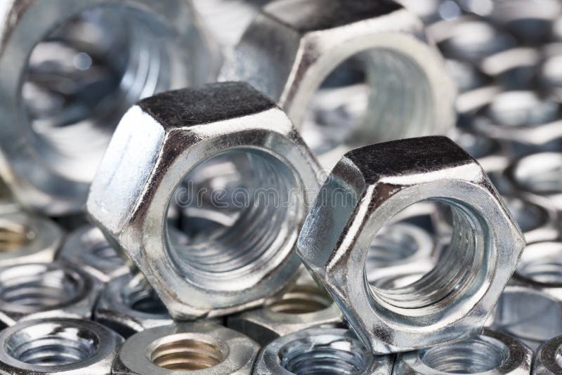 Iron Nuts for Use in Installation Stock Image - Image of object, chrome ...