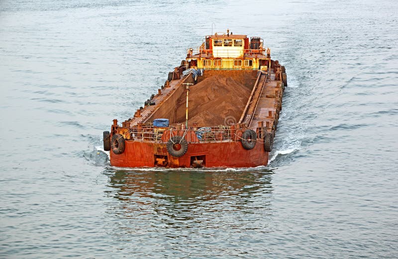 Iron Ore Carrying Cargo Barge Stock Image - Image of mineral, river ...