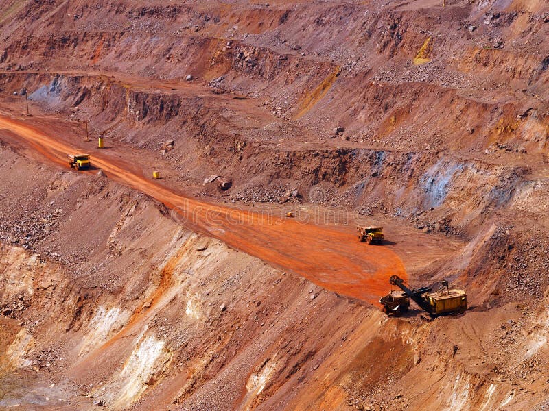 Iron Ore Extraction in Quarry Stock Image - Image of geology, digger ...
