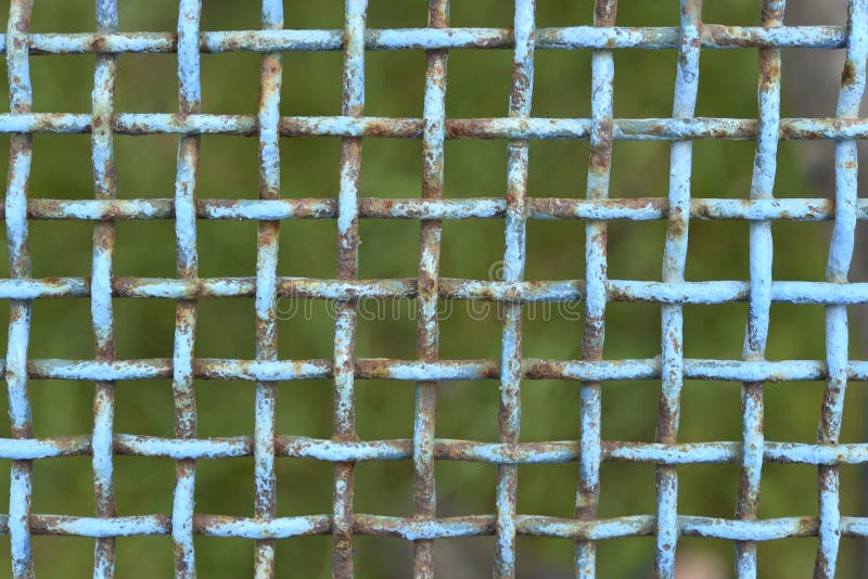 Iron Painted Mesh. Blue Metal Mesh Close-up Stock Image - Image of link ...