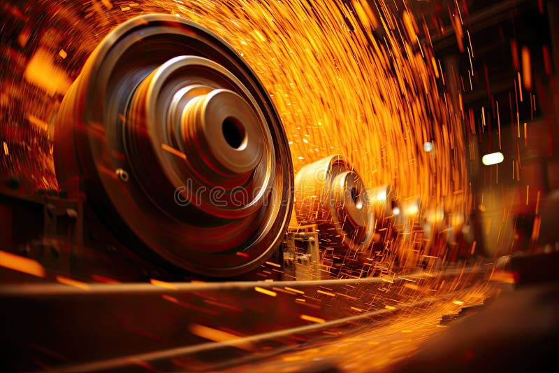 Iron Pellets (granules) Production in Rotating Drum Machine. Stock ...