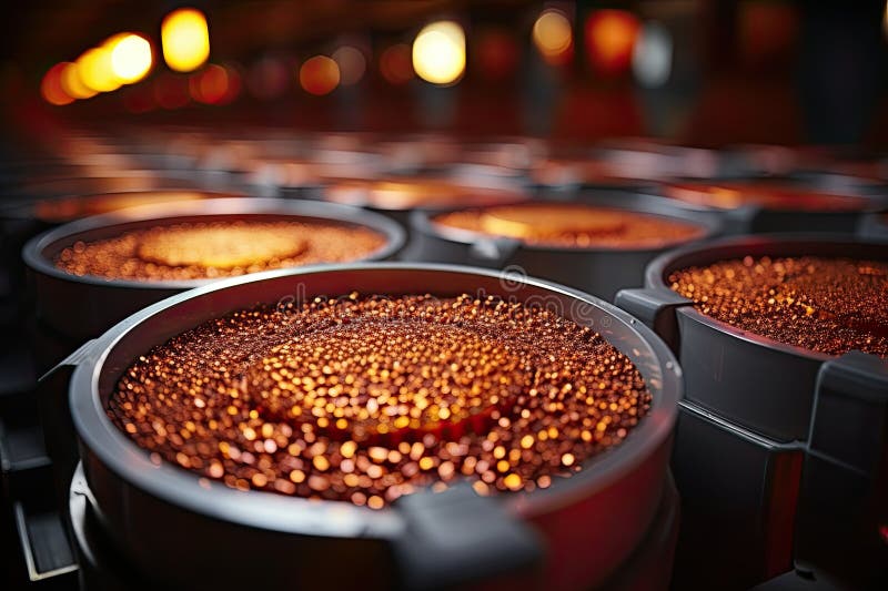 Iron Pellets (granules) Production in Rotating Drum Machine. Stock ...