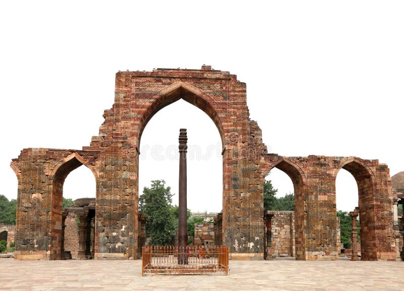 Iron Pillar and Arches with Intricate Design in Qutub Minar Complex ...