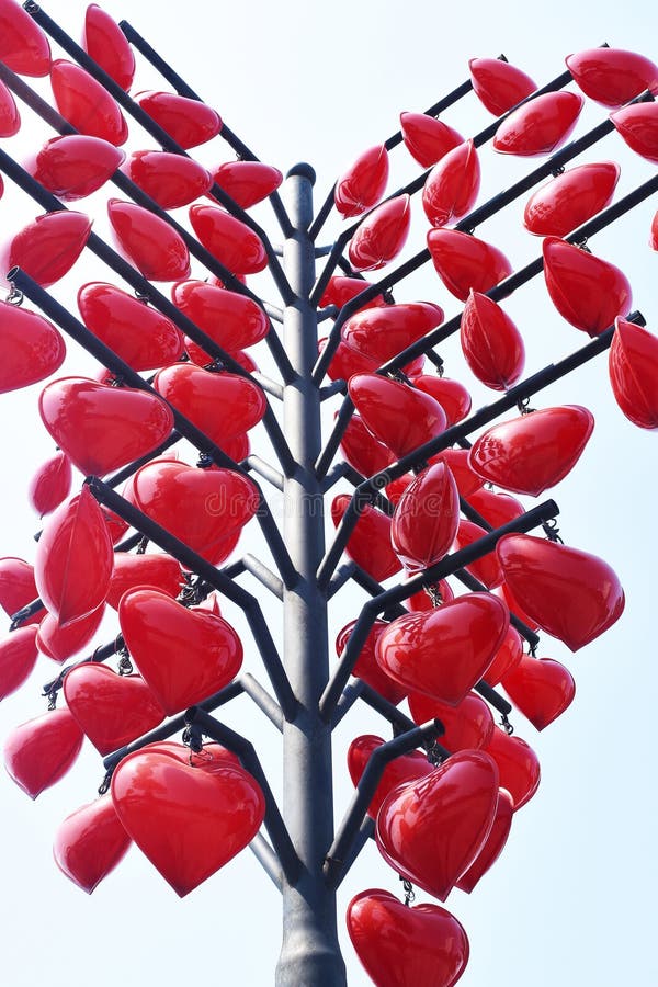 Iron Pillar with Hearts, Future Tree with Hearts Stock Image - Image of ...