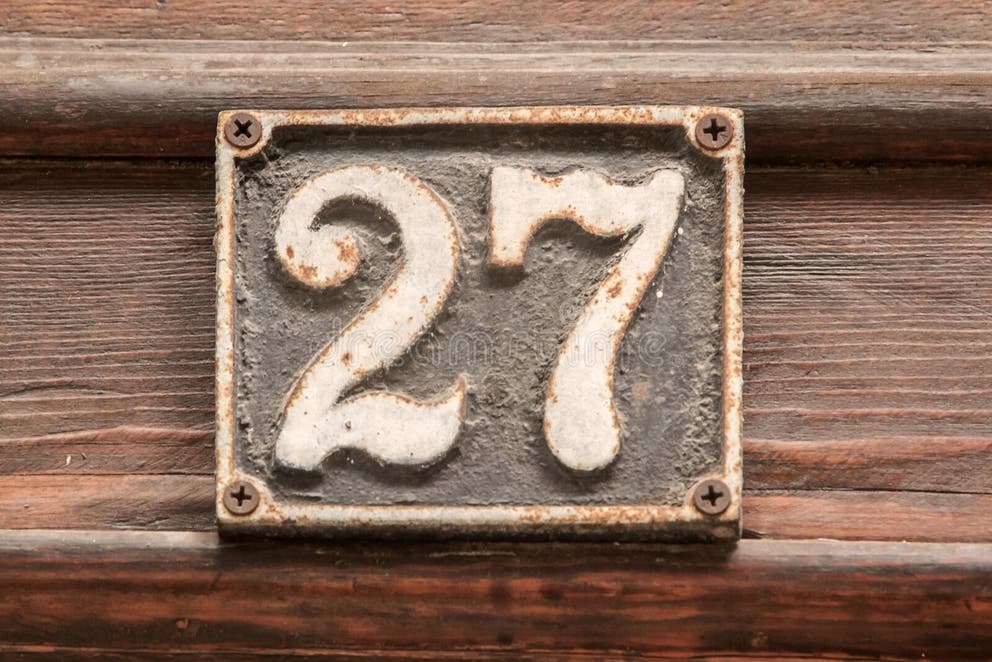 Iron plate with number 27 stock photo. Image of digit - 329148970